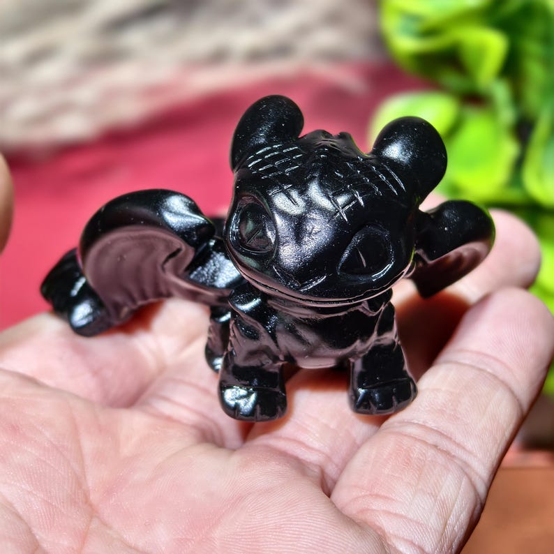 Obsidian Toothless Figurine: Crystal Flying Dragon Skull - Etsy