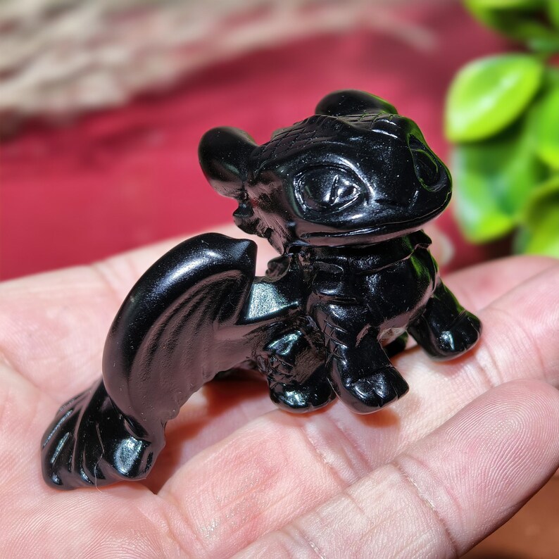 Obsidian Toothless Figurine: Crystal Flying Dragon Skull - Etsy