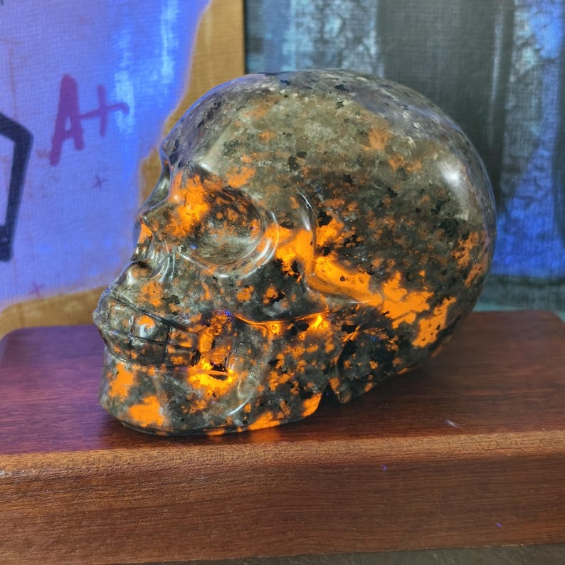 Hand Carved Yooperlite Skull Sculpture: Crystal Skull Decor - Etsy