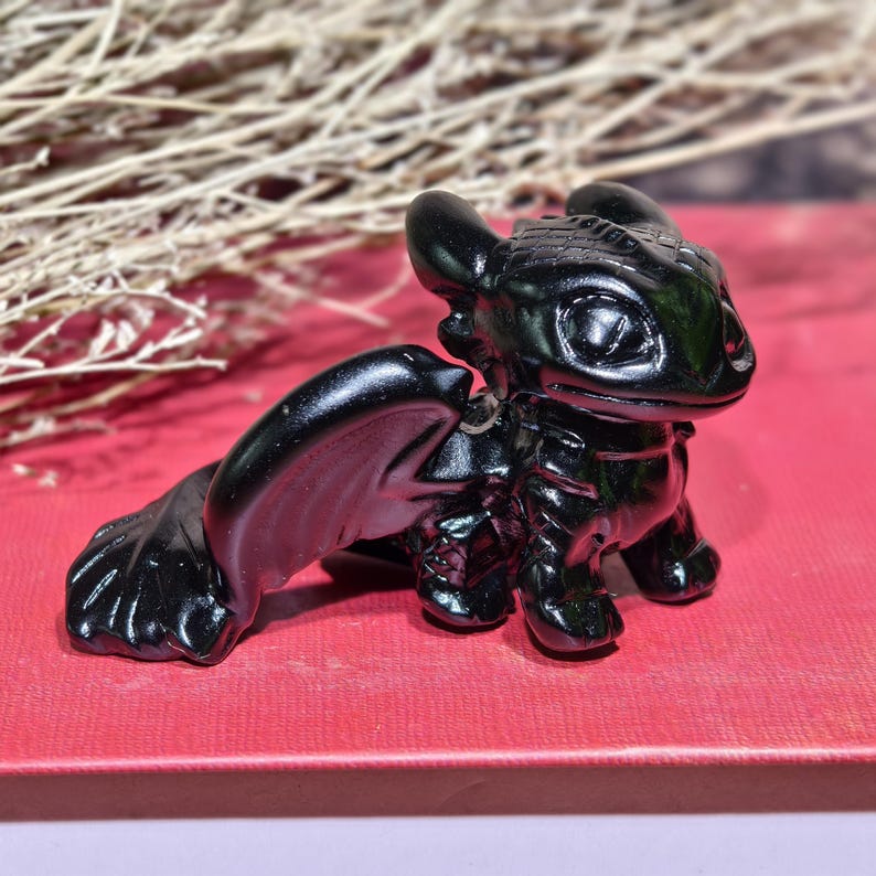 Obsidian Toothless Figurine: Crystal Flying Dragon Skull - Etsy