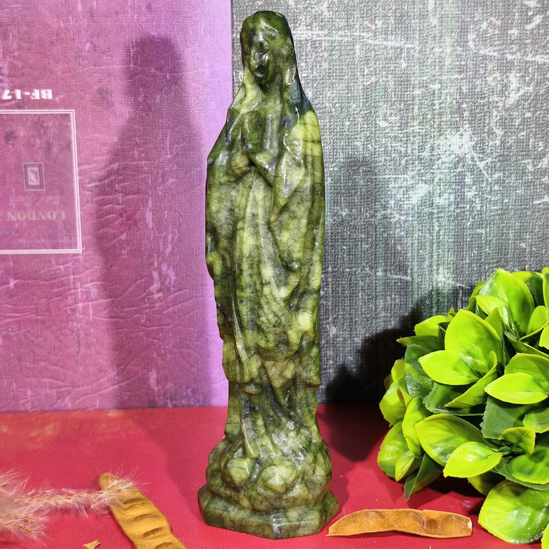 Natural Green Jade Virgin Mary Sculpture - Etsy Canada
