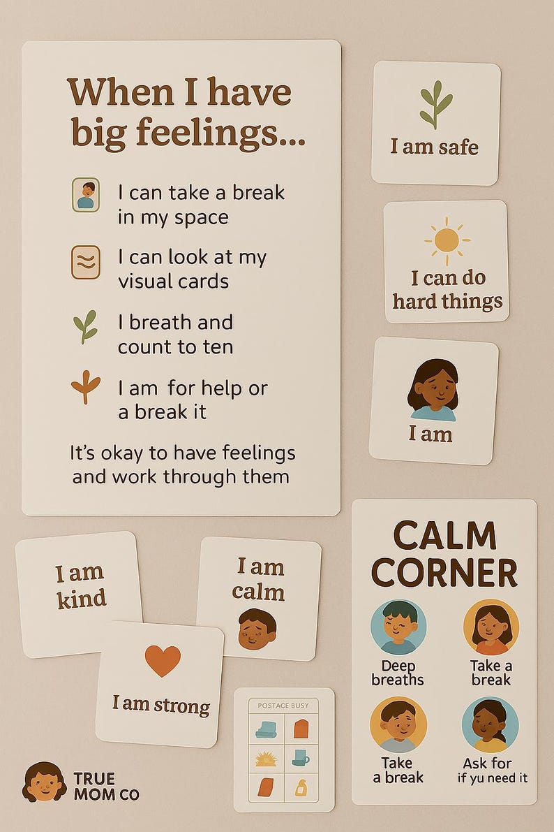 Calm Corner Visual Choice Board Printable | Emotional Regulation Cards ...
