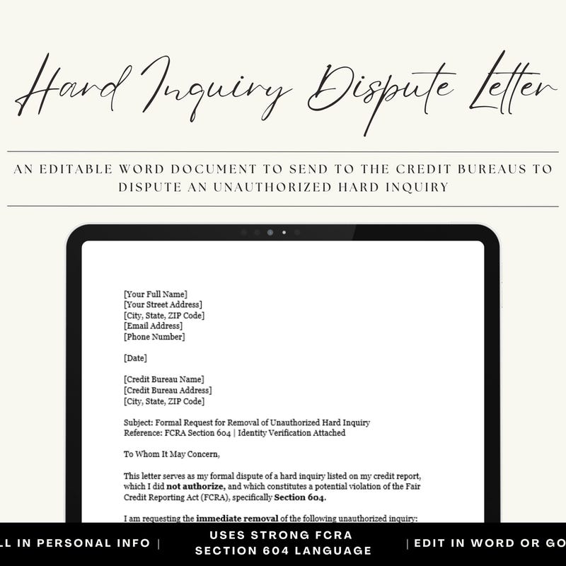 Credit Bureau Dispute Letter - Etsy