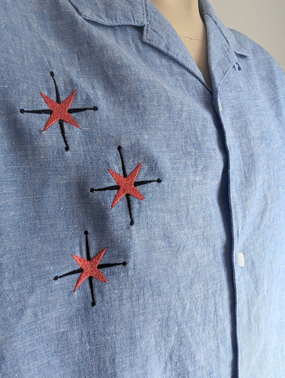 Custom Repro Rockabilly Atomic Pattern Mid-century Style Mens Short ...