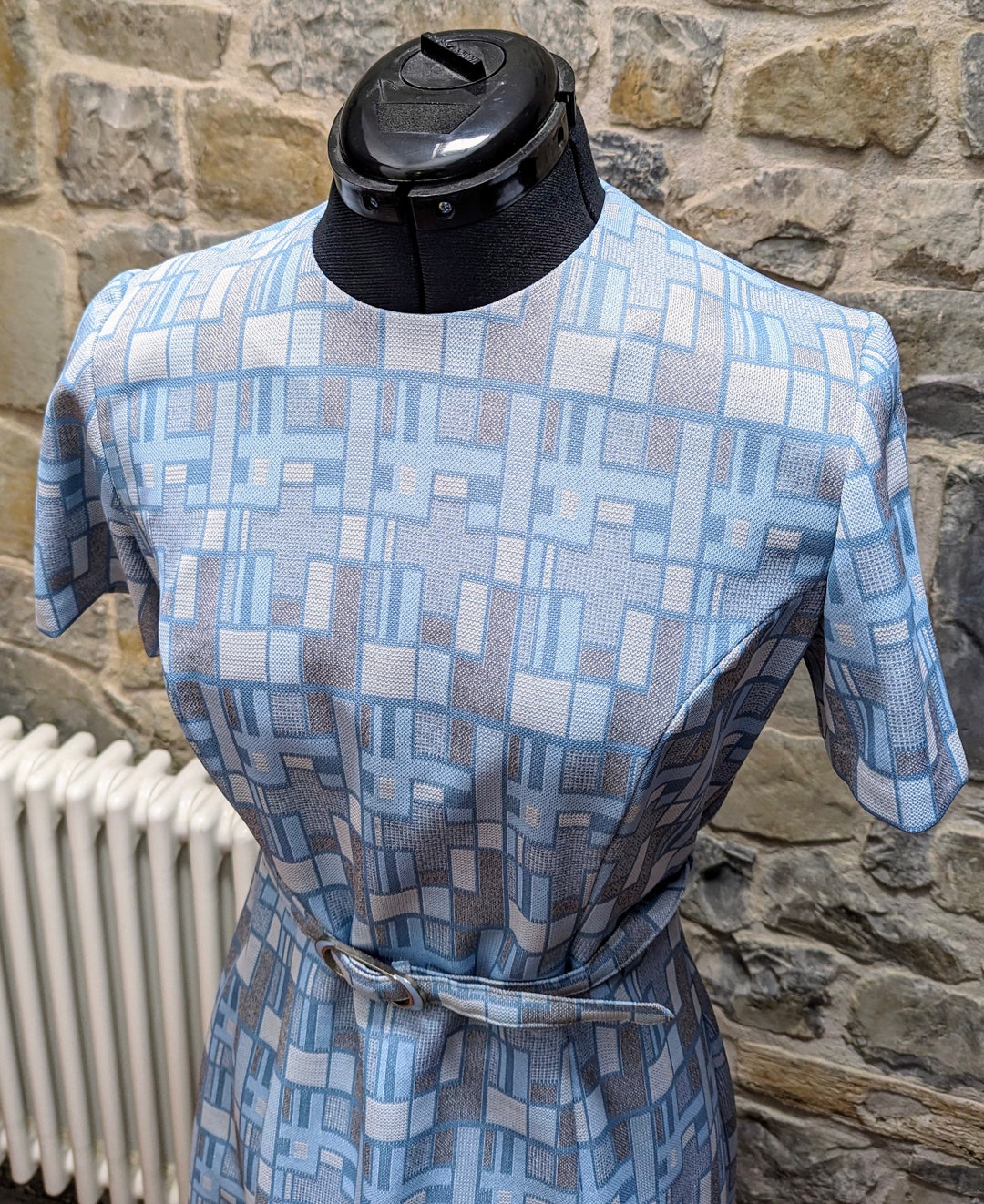 Vintage 1960's 1970's Classic Geometric Print Crimplene Dress - Etsy