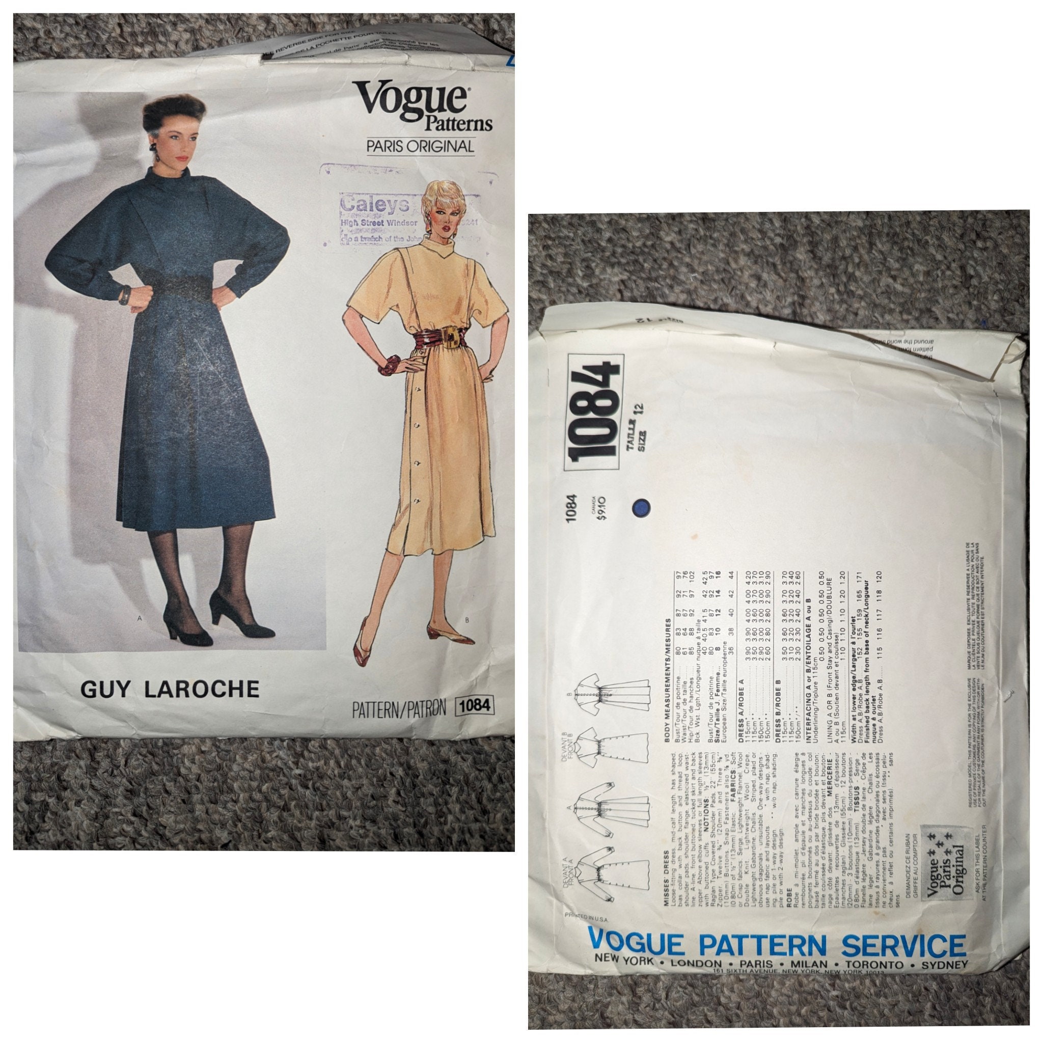 Vintage Vouge Sewing Couturier Paris Patterns Calvin Klein Valentino ...