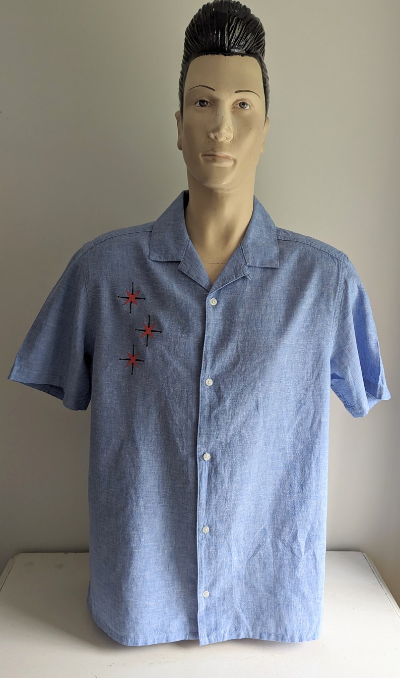 Custom Repro Rockabilly Atomic Pattern Mid-century Style Mens Short ...