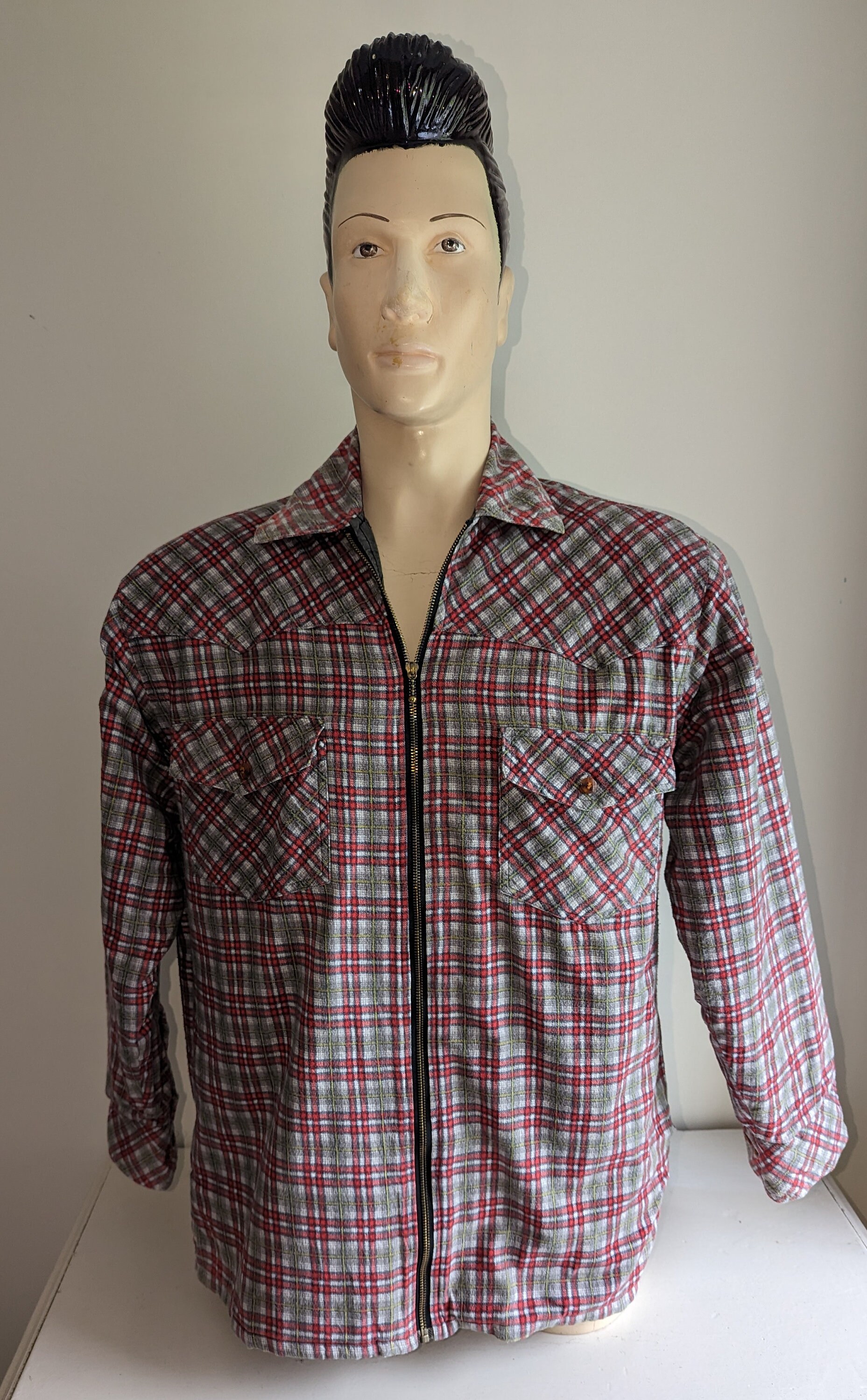 Vintage Pacino Rockabilly Men's Zipped Work Quilted Shirt Jackets With ...