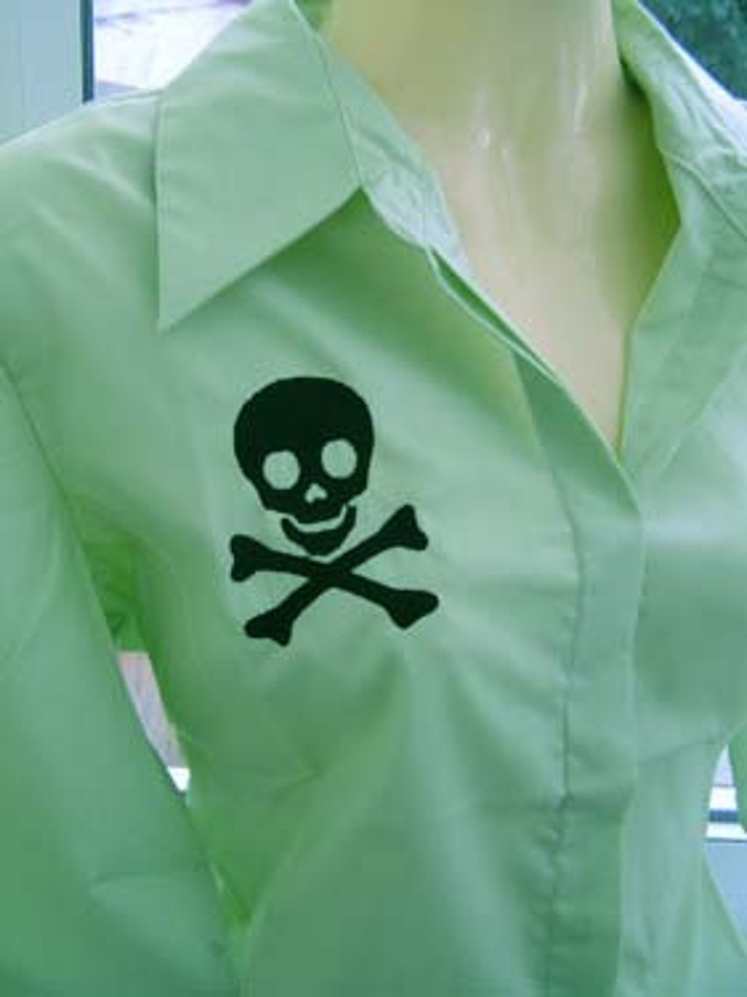 Retro Skull Ladies Open Collar Shirt Rockabilly Blouse With Skull ...