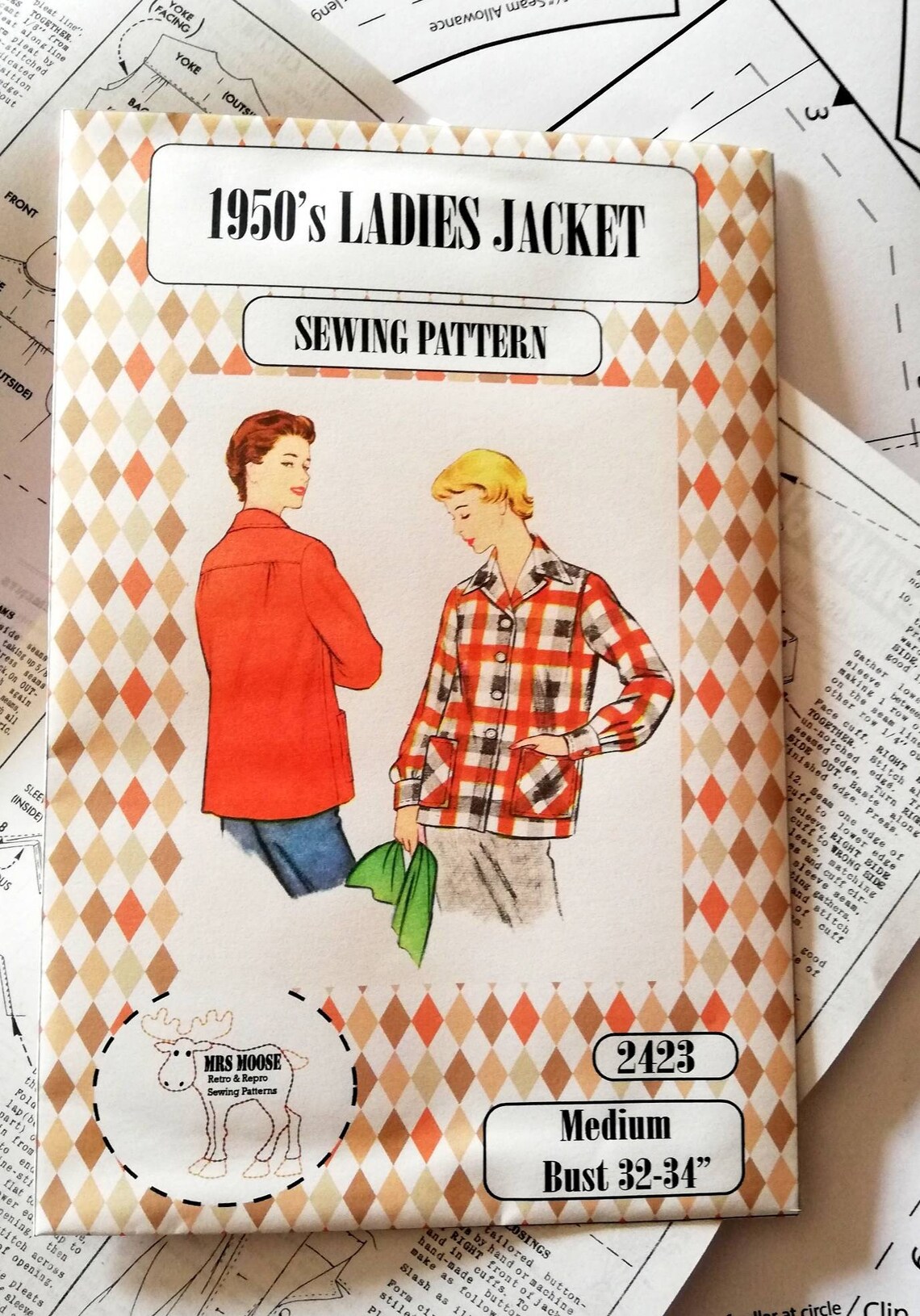 1955 Rockabilly Pendleton 49er Style Ladies Jacket Coat Sewing - Etsy UK