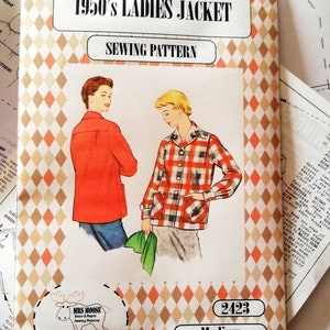 1955 Rockabilly Pendleton 49er Style Ladies Jacket Coat Sewing Pattern ...