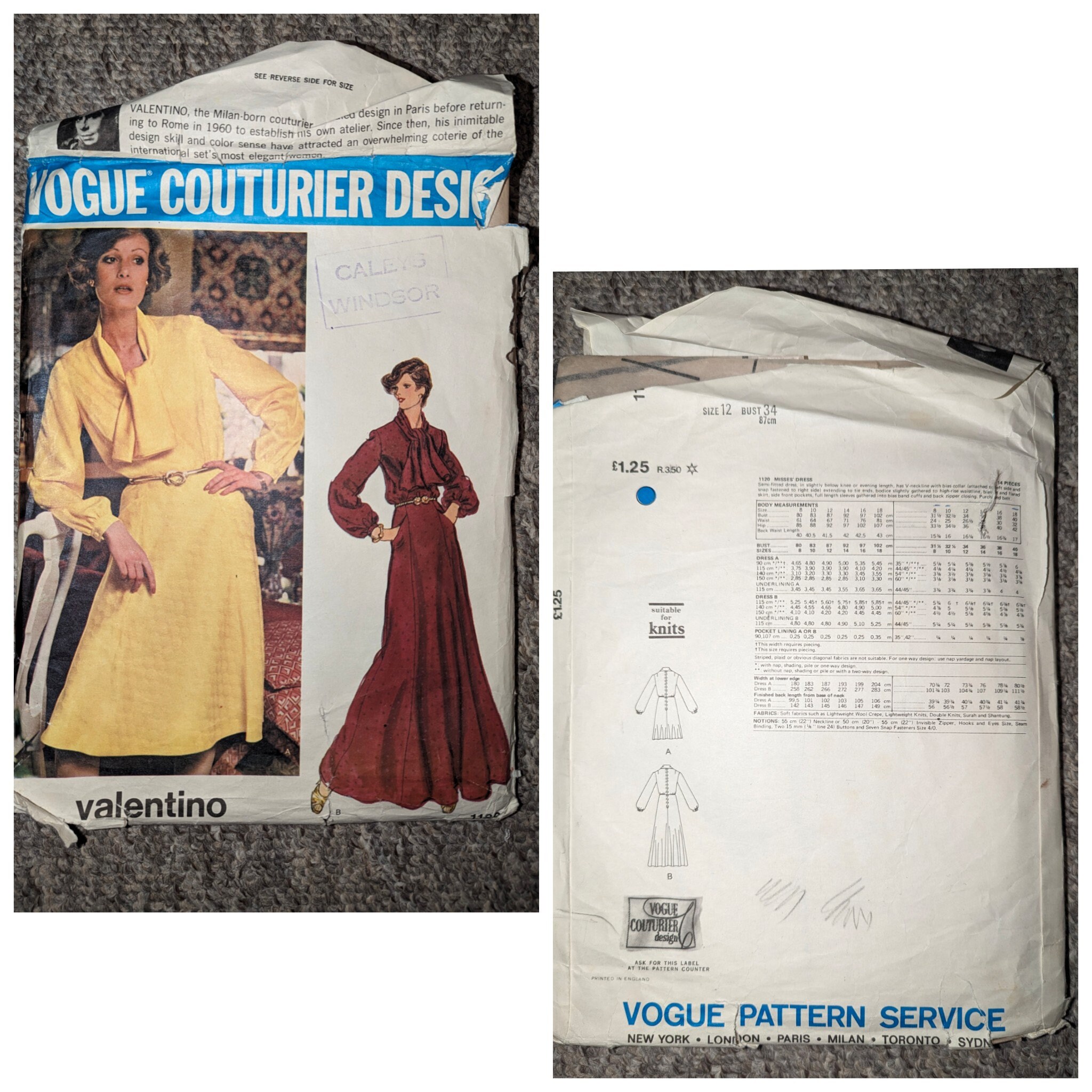 Vintage Vouge Sewing Couturier Paris Patterns Calvin Klein Valentino ...