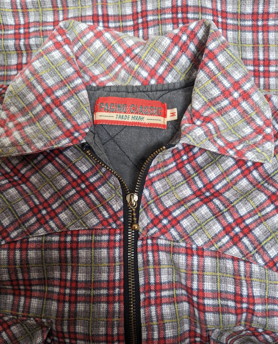 Vintage Pacino Rockabilly Men's Zipped Work Quilted Shirt Jacket With ...