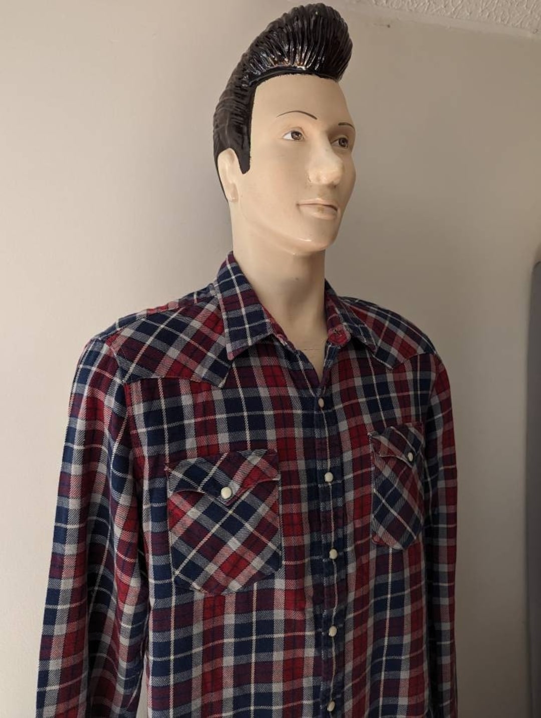 Levis Mens Vintage Rockabilly Western Checked Cowboy Flannel Shirt XL ...