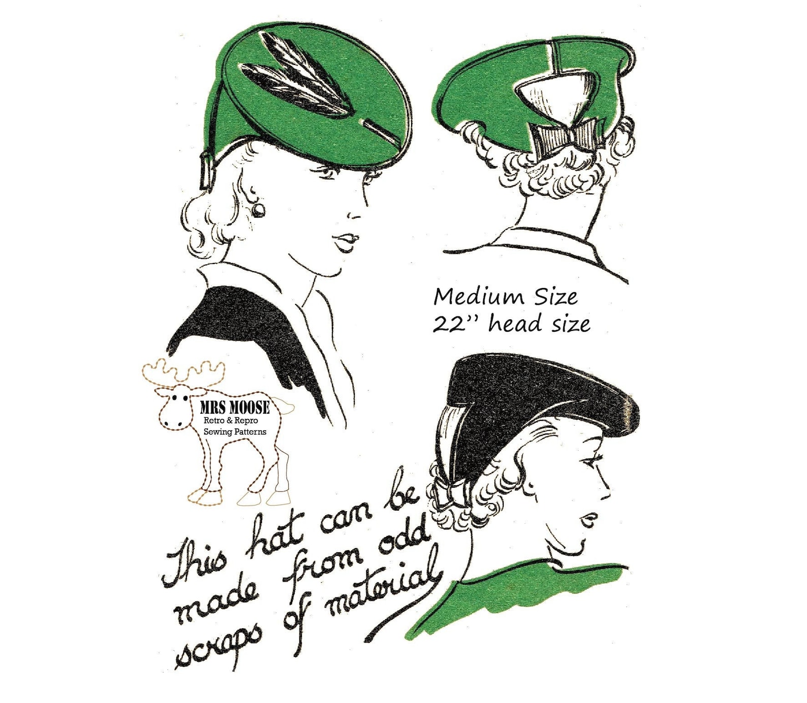 Vintage 1940's Sewing Millinery Pattern for a Stylish Hat *instant ...
