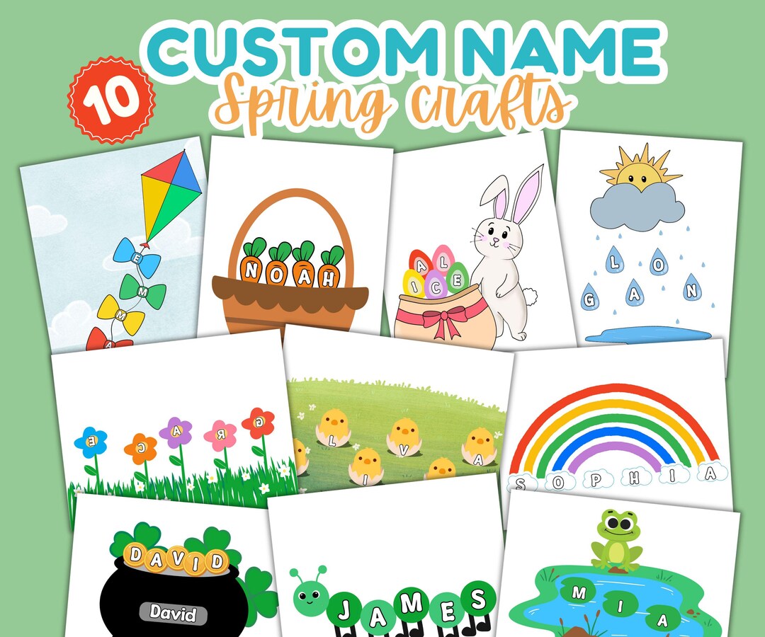 10 Spring & Easter Name Crafts: Cut and Paste Activities for Preschool ...