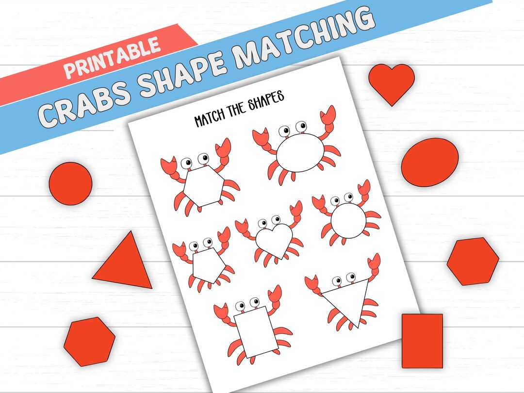 Crabs Shape Matching Printable Activity for Kids, Toddler Worksheets ...