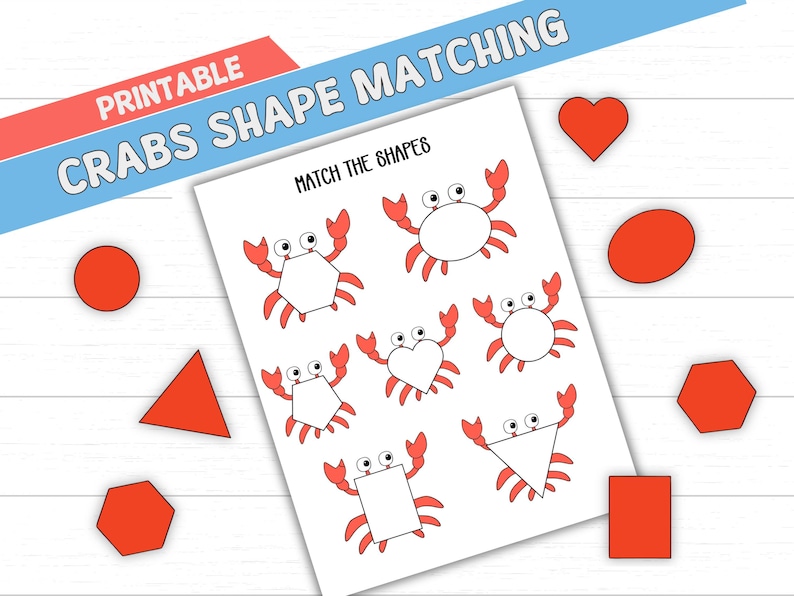 Crab Shape Matching Activity: Summer Ocean Theme Printable (PDF ...