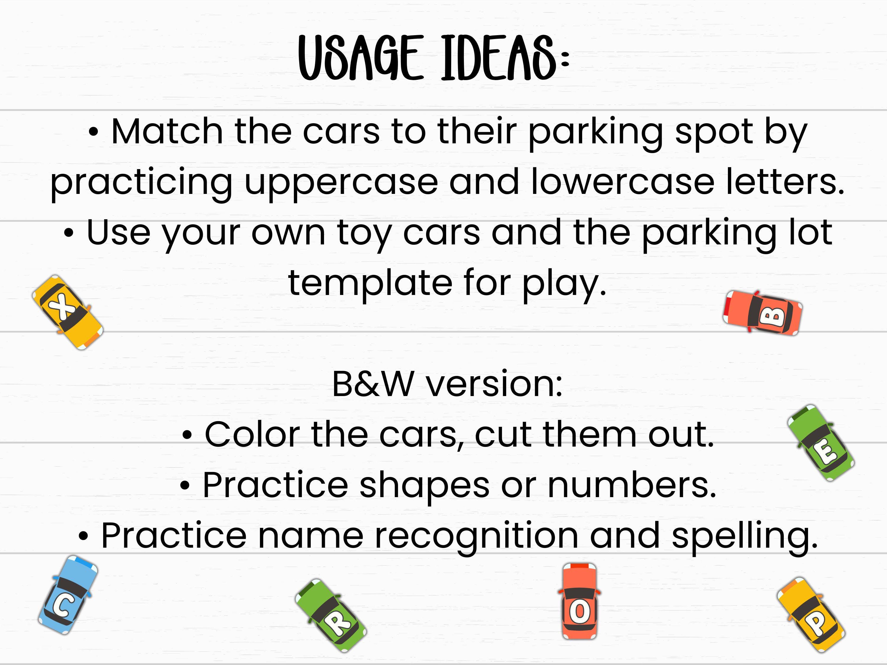 Car Alphabet Matching Game: Printable Parking Lot Activity (uppercase ...