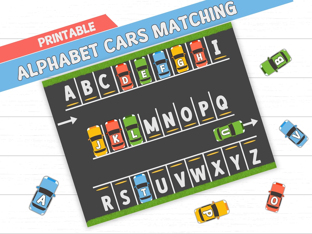 Car Alphabet Matching Game: Printable Parking Lot Activity (uppercase ...
