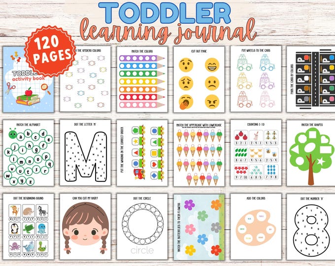 Toddler Activity Journal, Printable DIY Toddler Binder Book, Learning ...