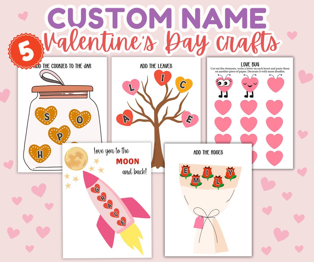 5 Valentine's Day Name Crafts Pack: Cut and Paste Activities for ...