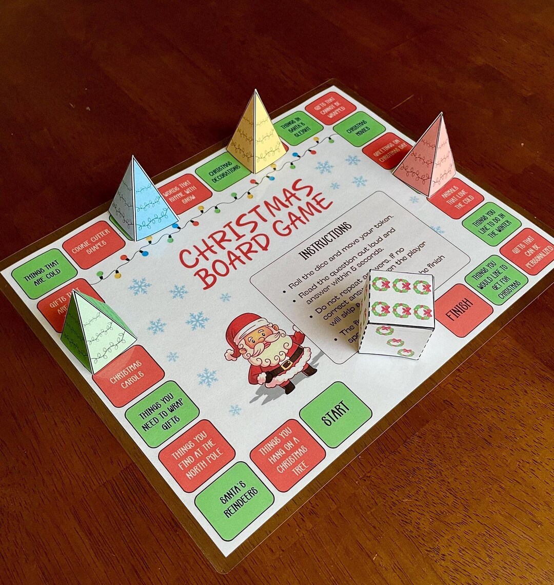Printable Christmas Board Game: Family Xmas Party (printable Template ...