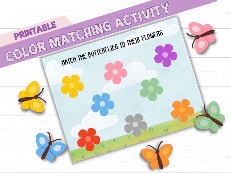 Color Matching Activity: Flowers & Butterflies - Toddler Learning ...