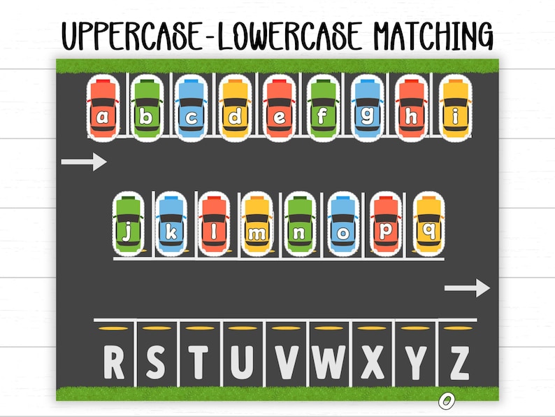 Car Alphabet Matching Game: Printable Parking Lot Activity (uppercase ...