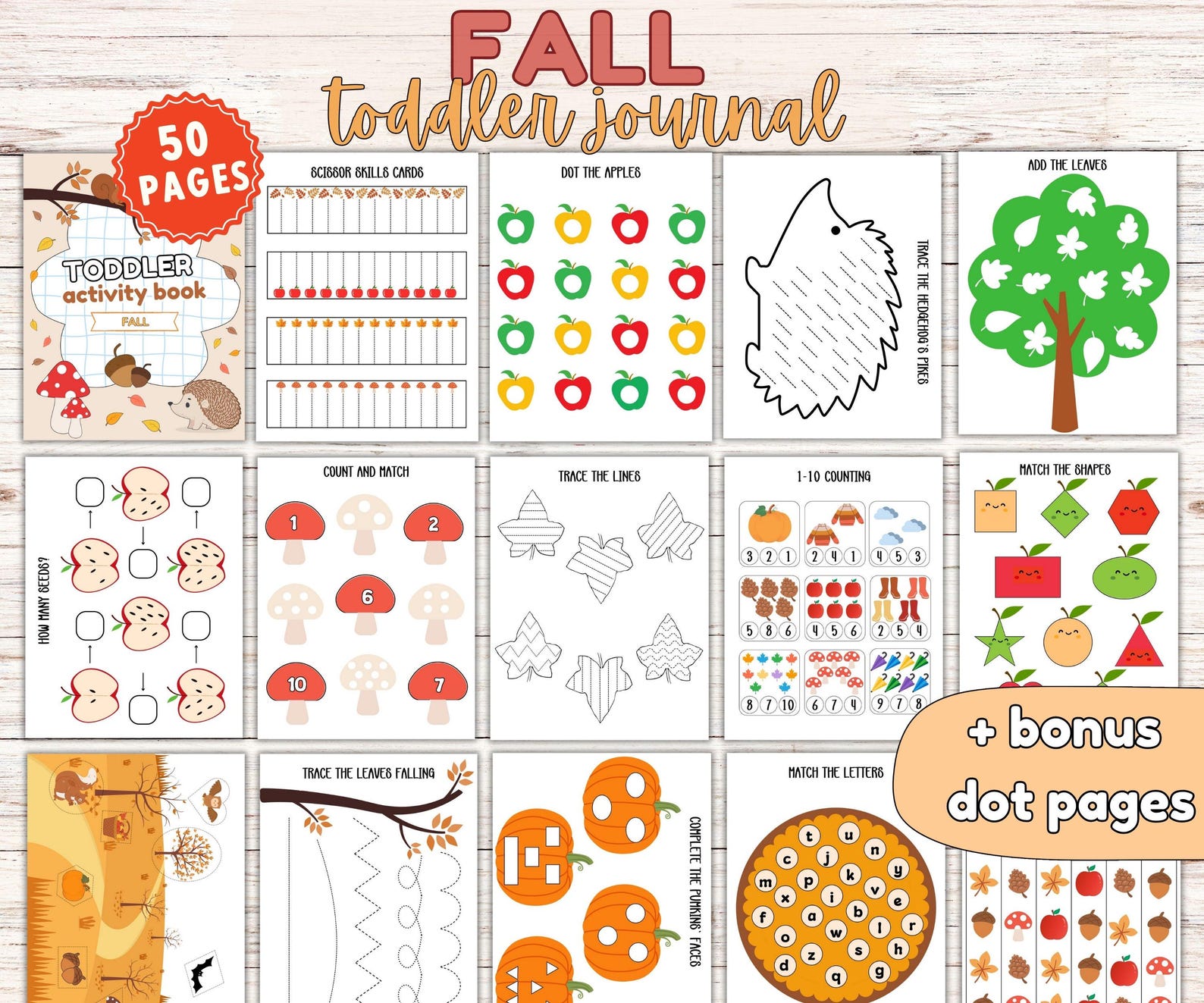 Fall Toddler Learning Journal: 50 Autumn Activities for Preschool ...