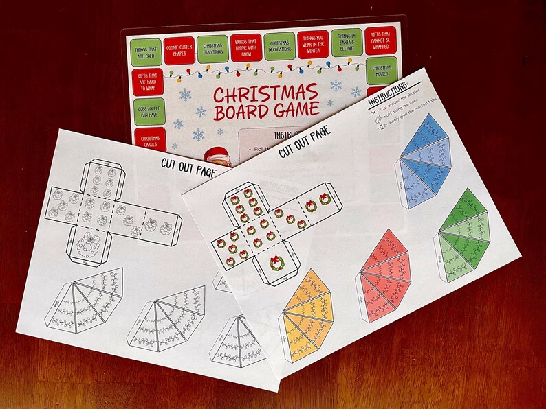 Printable Christmas Board Game: Family Xmas Party (printable Template ...