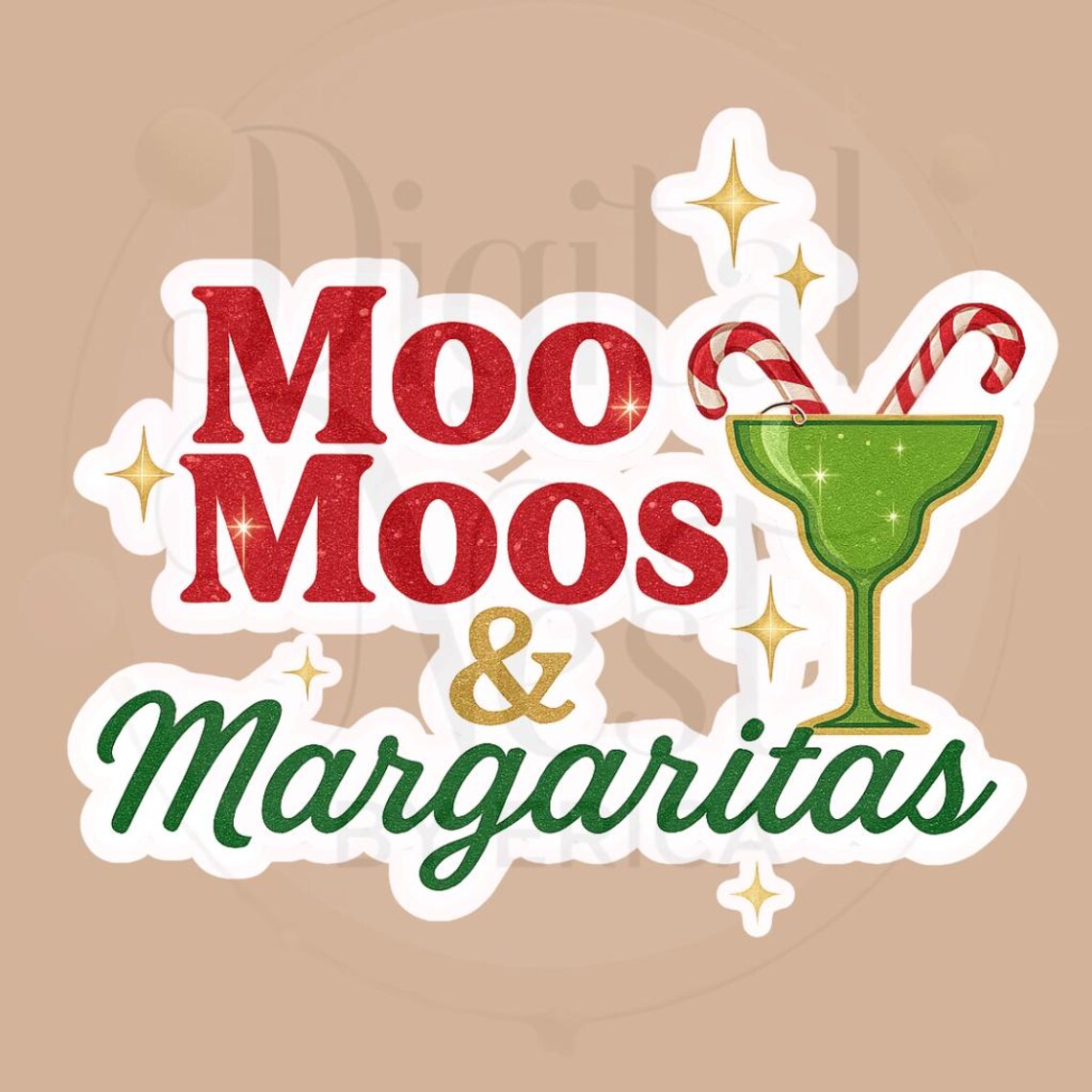 Moo Moos and Margaritas Christmas Canva Template, Glam Holiday ...