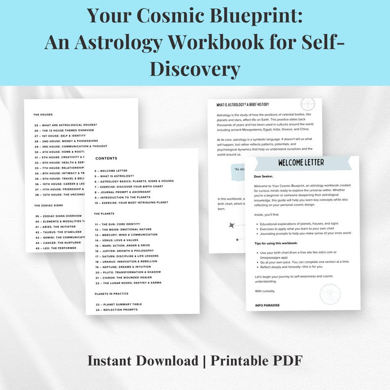 Astrology Workbook + Cheat Sheet Bundle: Beginner's Birth Chart (PDF ...