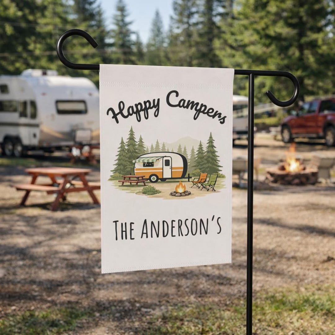 Customizable Happy Campers Banner | Camping, Personalized Family Name ...