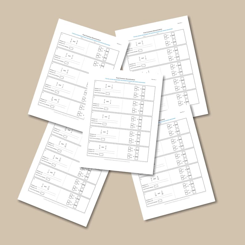 LCD Fractions Worksheets | Grades 4-6, Homeschool (PDF Download) - Etsy UK