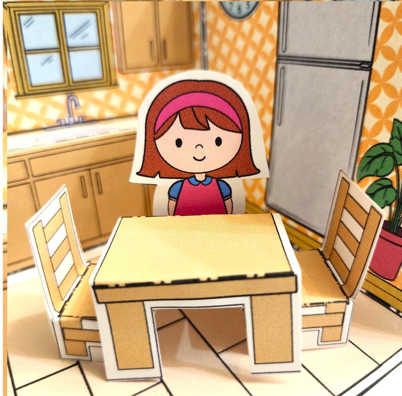 Printable Paper Activity for Kids,3d Dollhouse Kitchen With Furniture ...