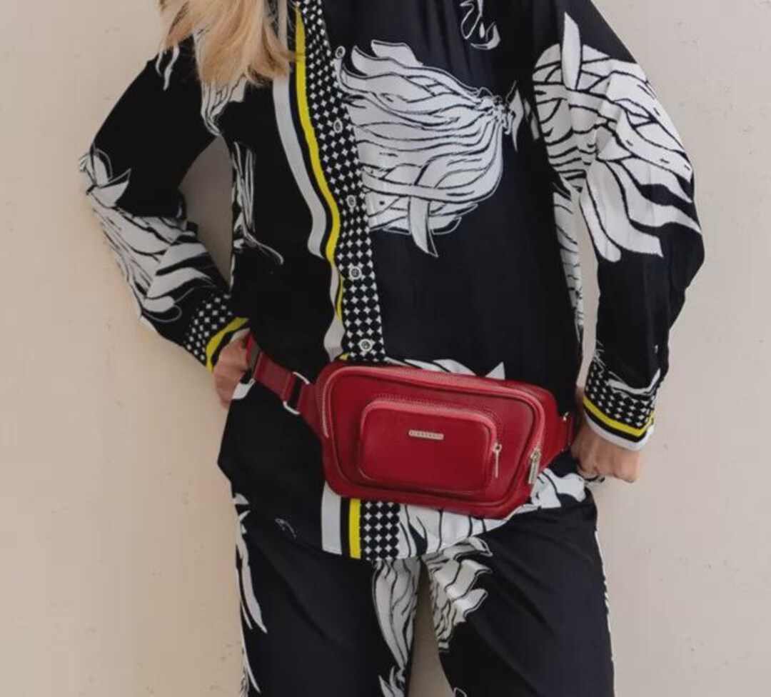 Leather Belt Bag Trapezoid Red - Bn-bag-45-red - Etsy