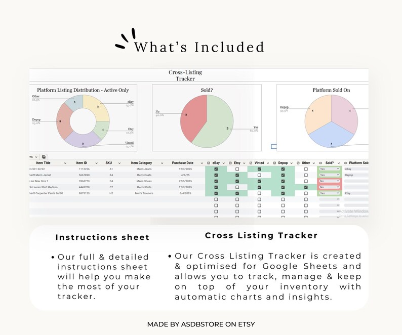 Cross Listing Tracker Spreadsheet: Reseller Inventory Tool (google ...