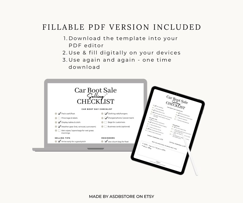 Car Boot Sale Checklist | Printable Seller Tips (PDF A4+A5) - Etsy
