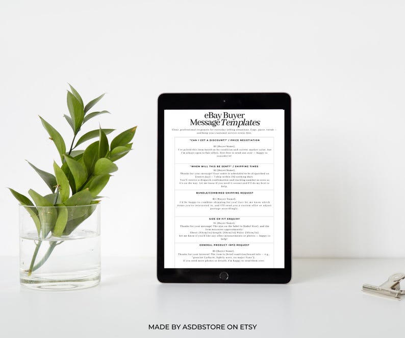 Ebay Customer Reply Templates | Printable Ebay Message Sheet | Quick ...