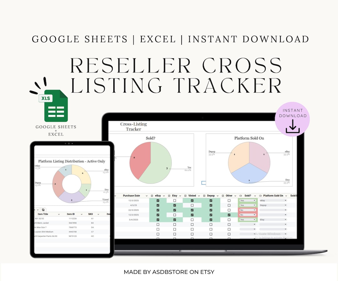 Cross Listing Tracker Spreadsheet: Reseller Inventory Tool (google ...