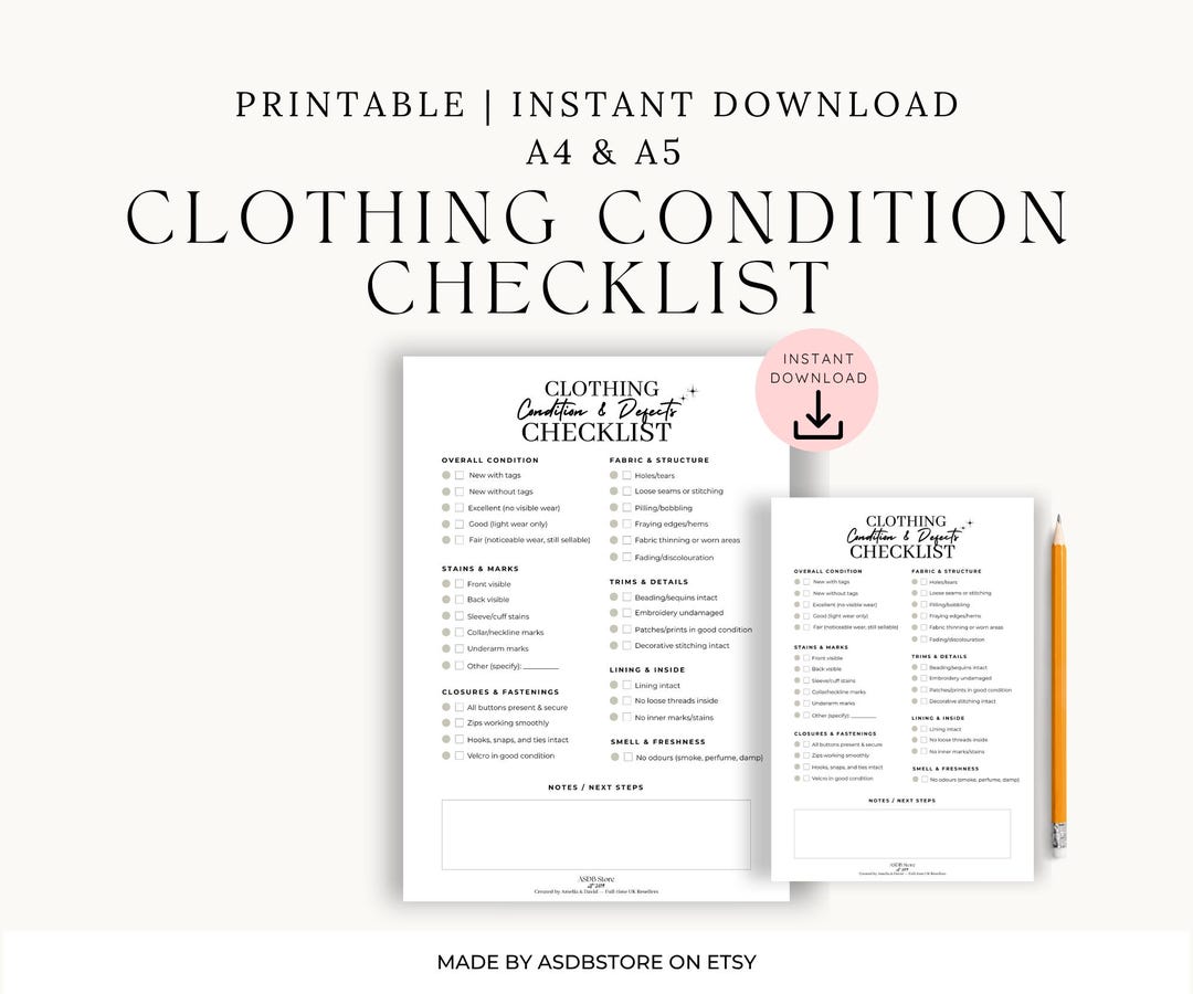 Clothing Condition Checklist for Resellers: Pre-listing Inspection ...