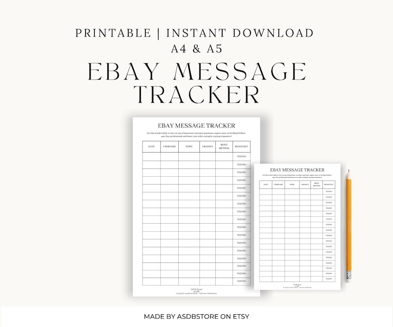 Ebay Message Tracker Printable: Reseller Customer Support Log (A4/A5 ...