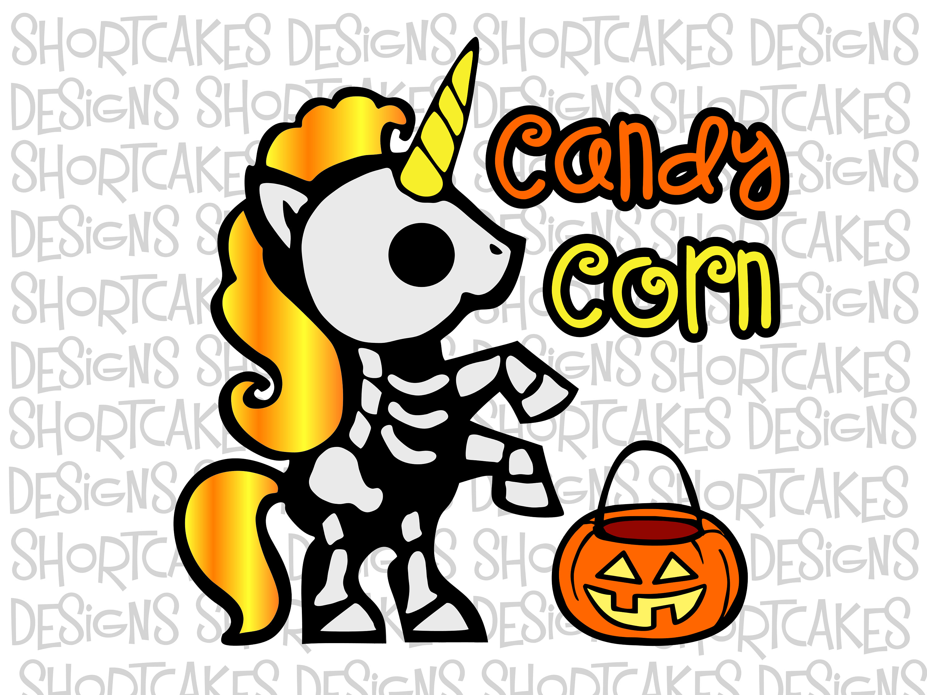 Candy Corn Halloween Unicorn Skeleton Halloween Digital File - Etsy