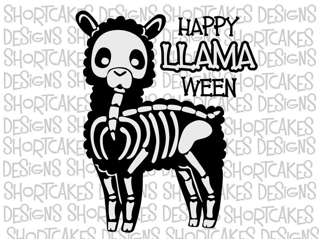 Happy Llamaween Halloween Llama Skeleton Halloween Digital File Instant ...