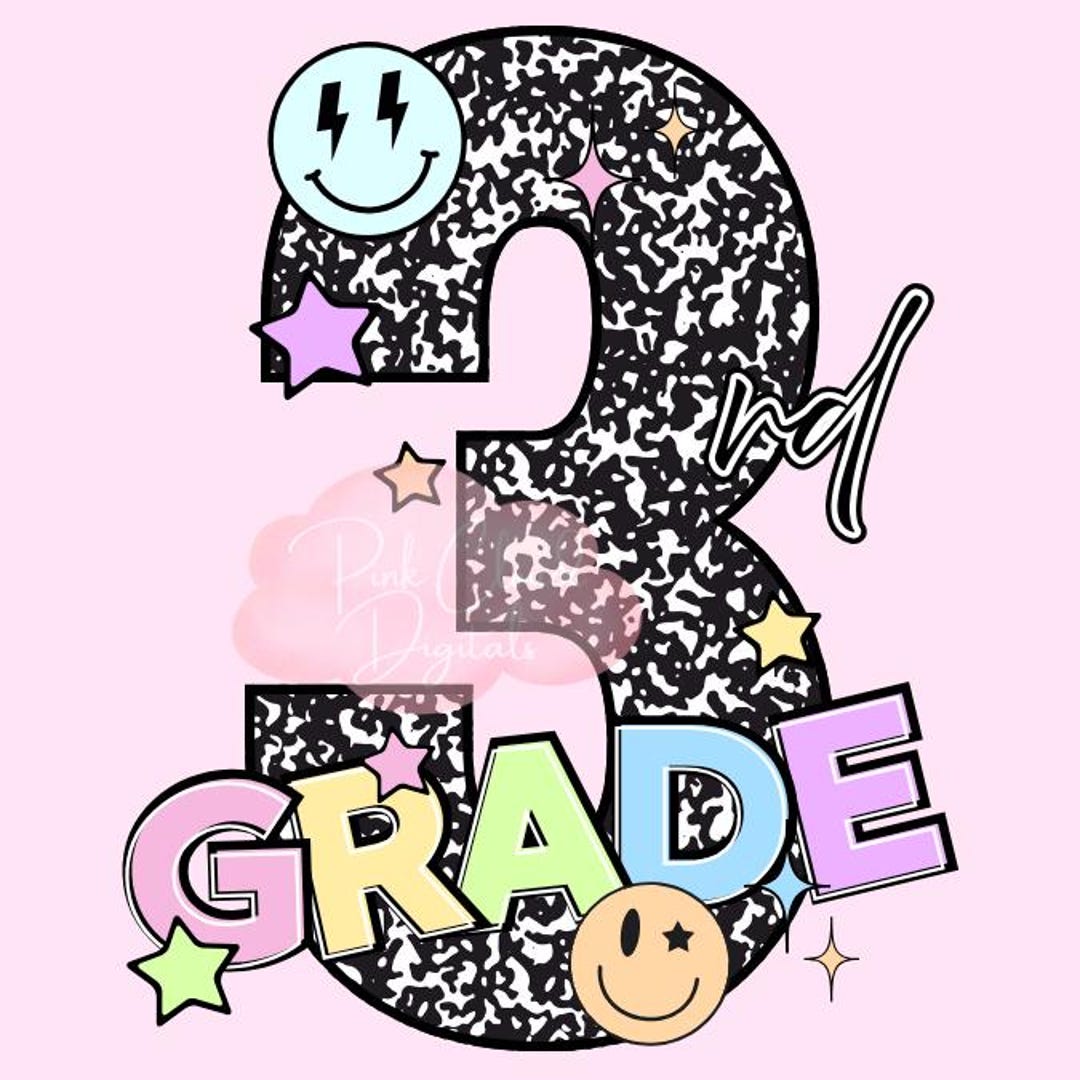 Third Grade, 3rd Grade, Composition Book, PNG, Retro, School Spirit ...