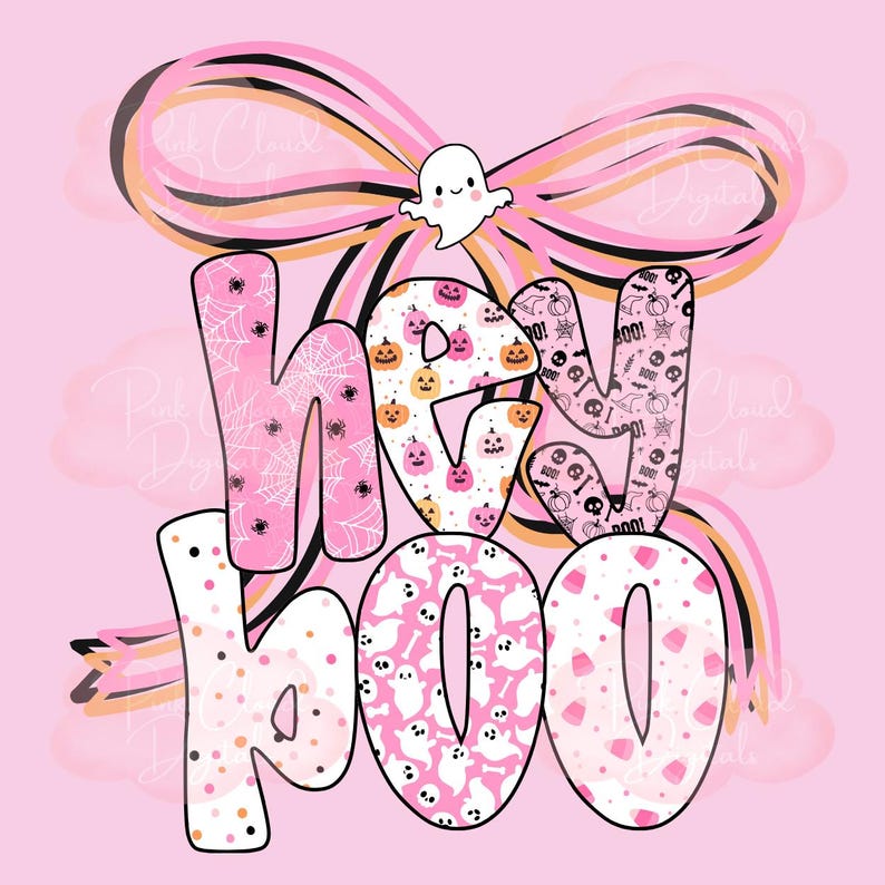 Hey Boo, Halloween, Ghosts, Bow, Pink, PNG, Digital File, Sublimation ...