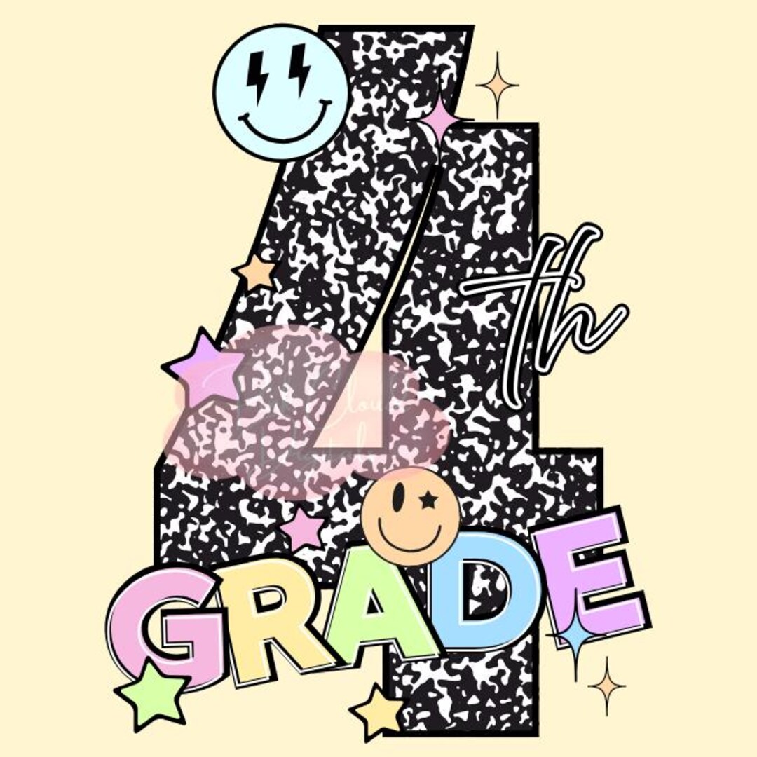 Retro Fourth Grade Composition Book PNG: School Spirit Sublimation or ...
