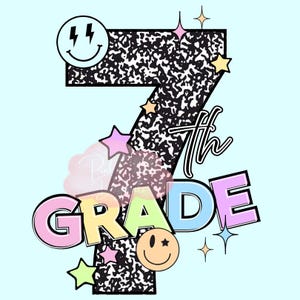 Retro Seventh Grade Composition Book PNG: School Spirit Sublimation or ...