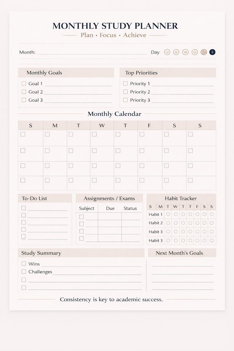 All-in-one Student Planner Bundle | Daily, Weekly, Monthly Goal Tracker ...